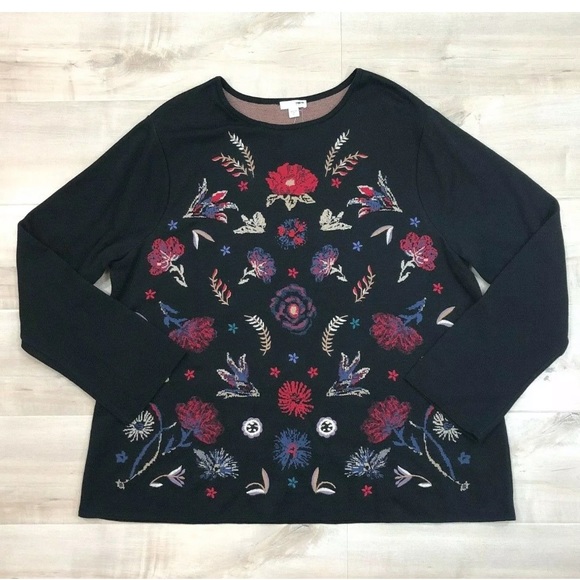 J. Jill | Sweaters | Jjill Sweater Knit Wool Embroidered Floral | Poshmark